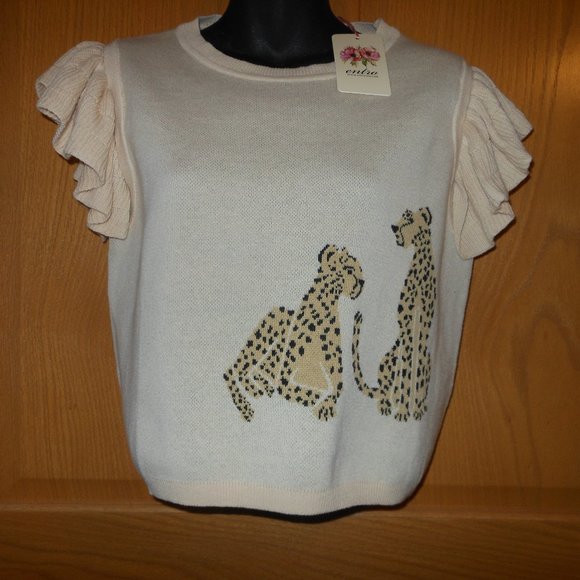 entro | Tops | Entro Cheetah Ruffle Crop Sweater | Poshmark